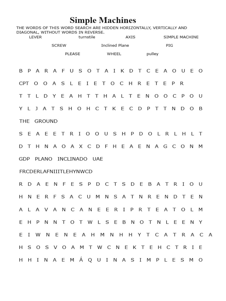 Simple Machines - WORD SEARCH ALLISON | PDF