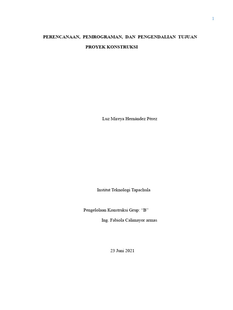 Perencanaan dan Pengendalian Proyek Konstruksi | PDF