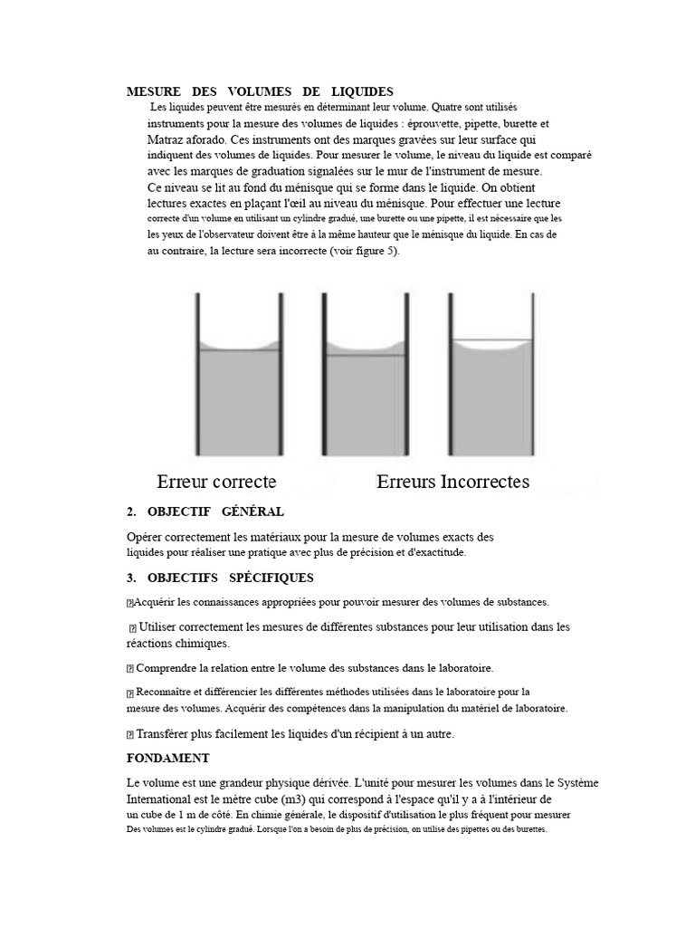 Instruments de mesure des volumes liquides | PDF | Le volume