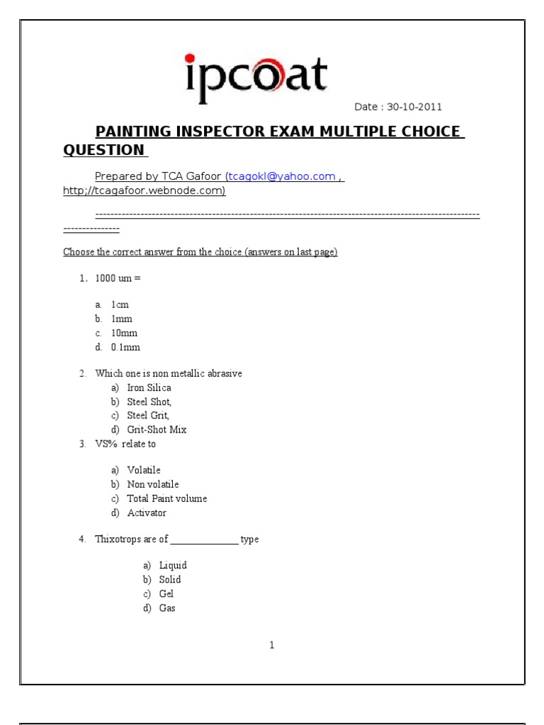 BGAS Grade 2 Painting Inspector Exam | PDF | Rust | Paint