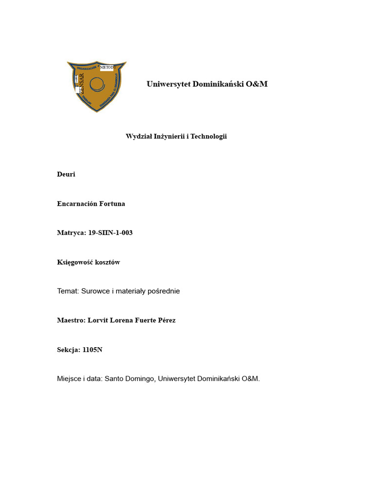 Surowce I Materiały Pośrednie - Deuri Encarnacion F. | PDF