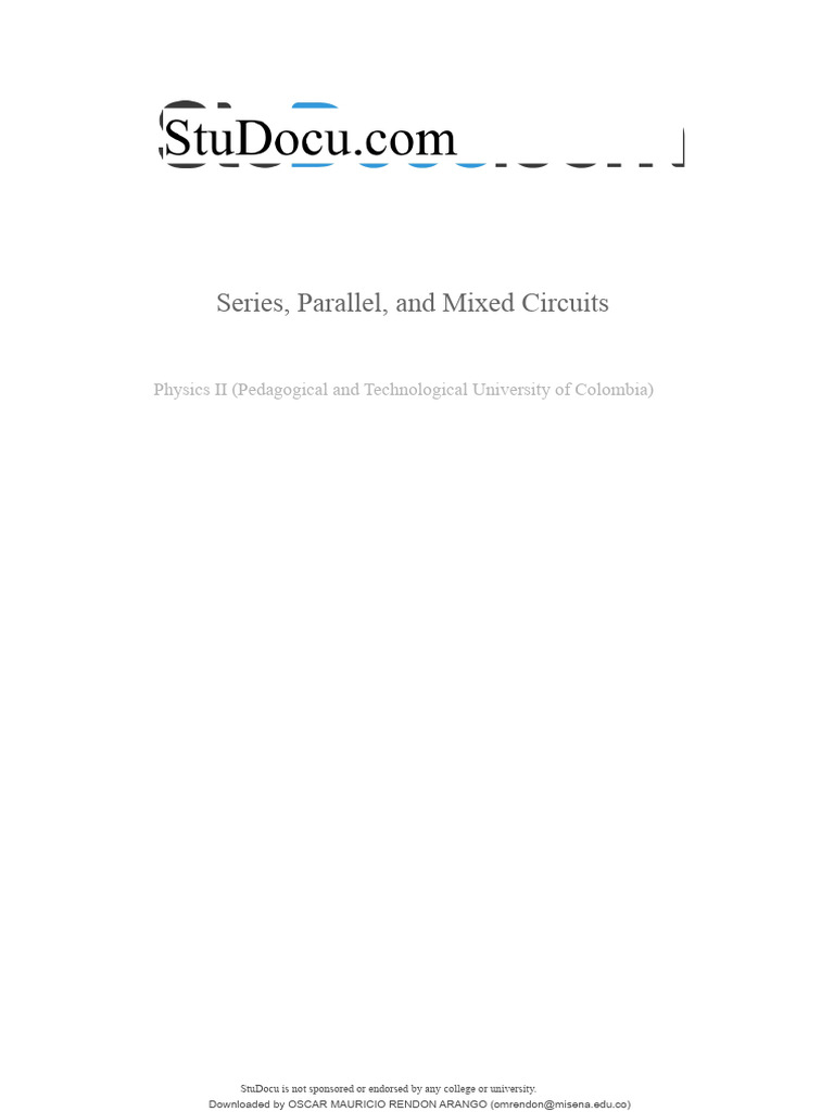 Series Parallel and Mixed Circuits | PDF | Series And Parallel Circuits ...
