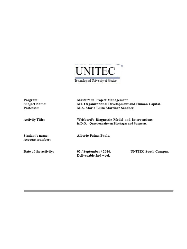 Weisbord's Model: Diagnosis & Interventions | PDF | Organization ...