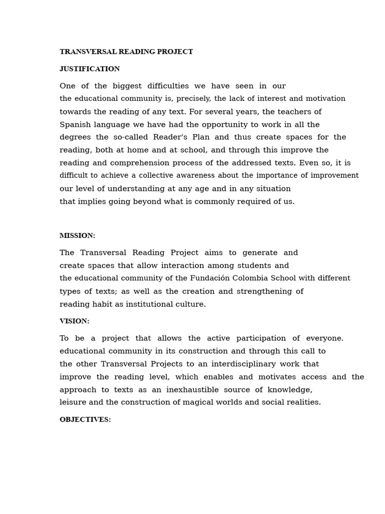 Transversal Reading Project | PDF | Communication | Learning