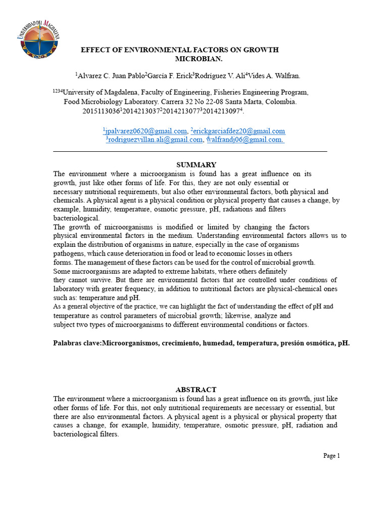 Environmental Impact on Microbial Growth | PDF | Microorganism | Bacteria