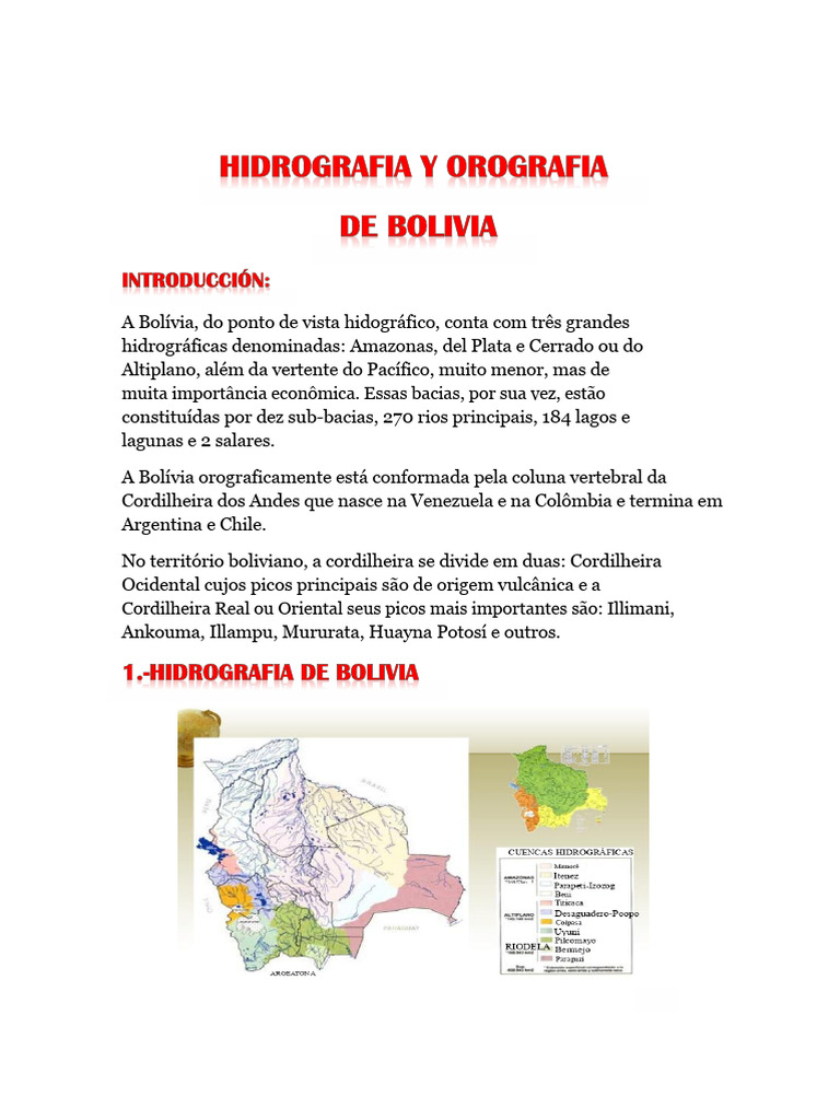 Hidrografia da Bolívia: Bacias e Rios | PDF | Bolívia | Bacia hidrográfica