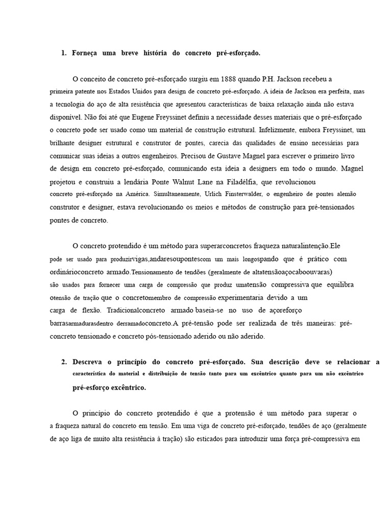 História e Princípios do Concreto Pré-esforçado | PDF | Estresse ...