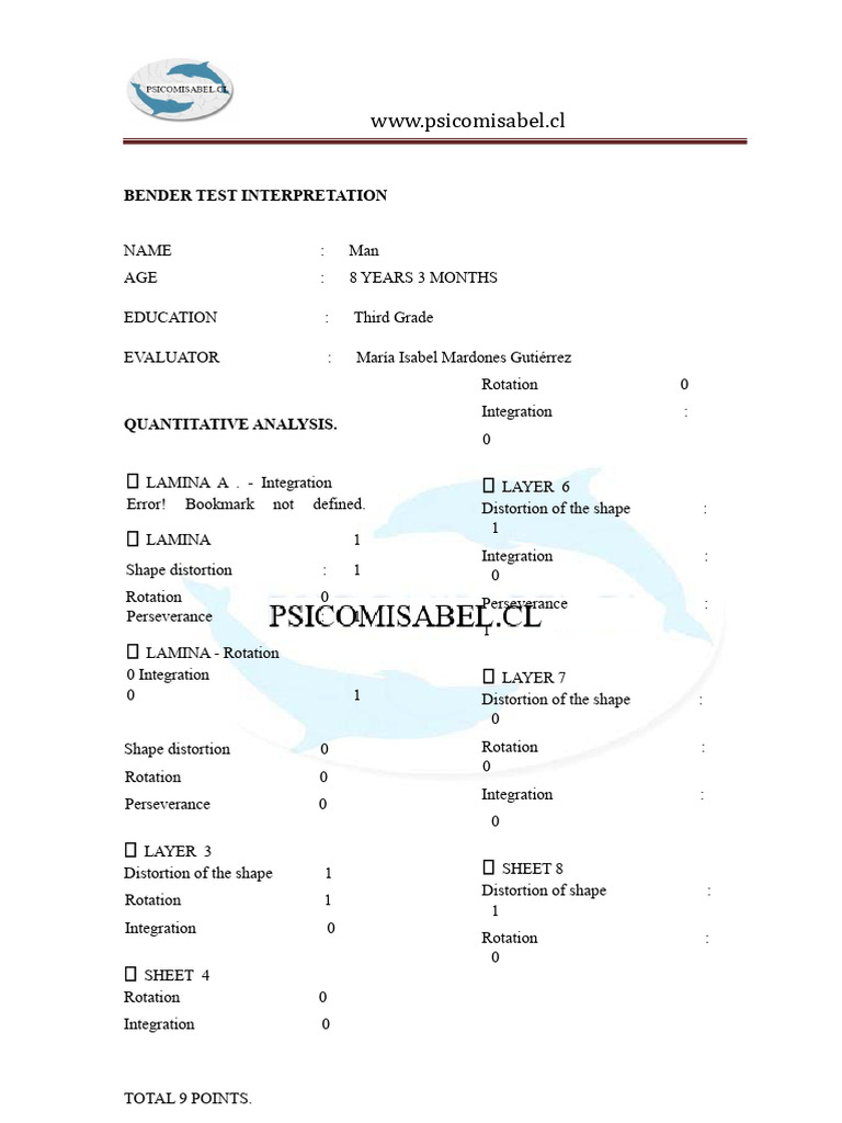 Example of Bender Test Report | PDF | Psychological Concepts | Psychology