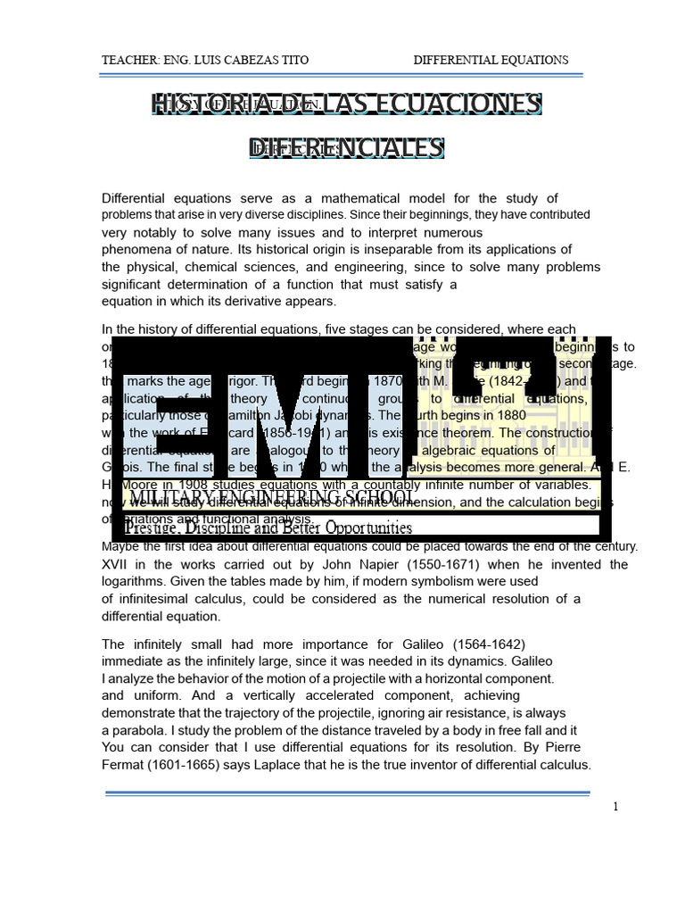 History of Differential Equations | PDF | Equations | Differential ...