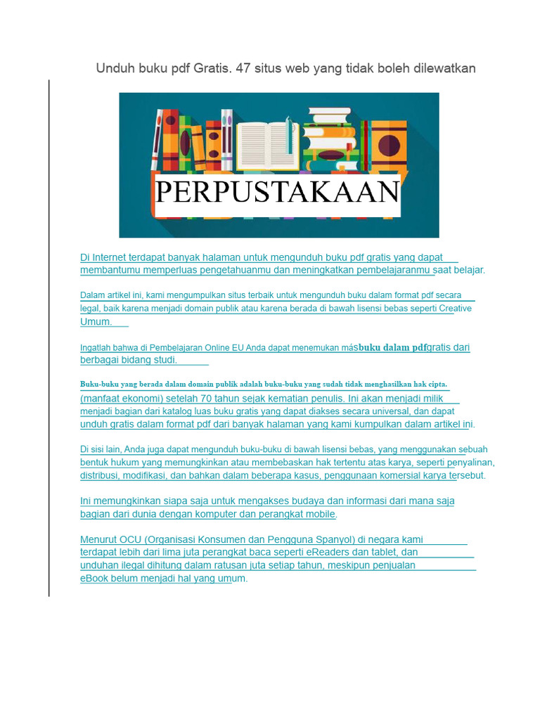 47 Situs Unduh Buku PDF Gratis Legal | PDF