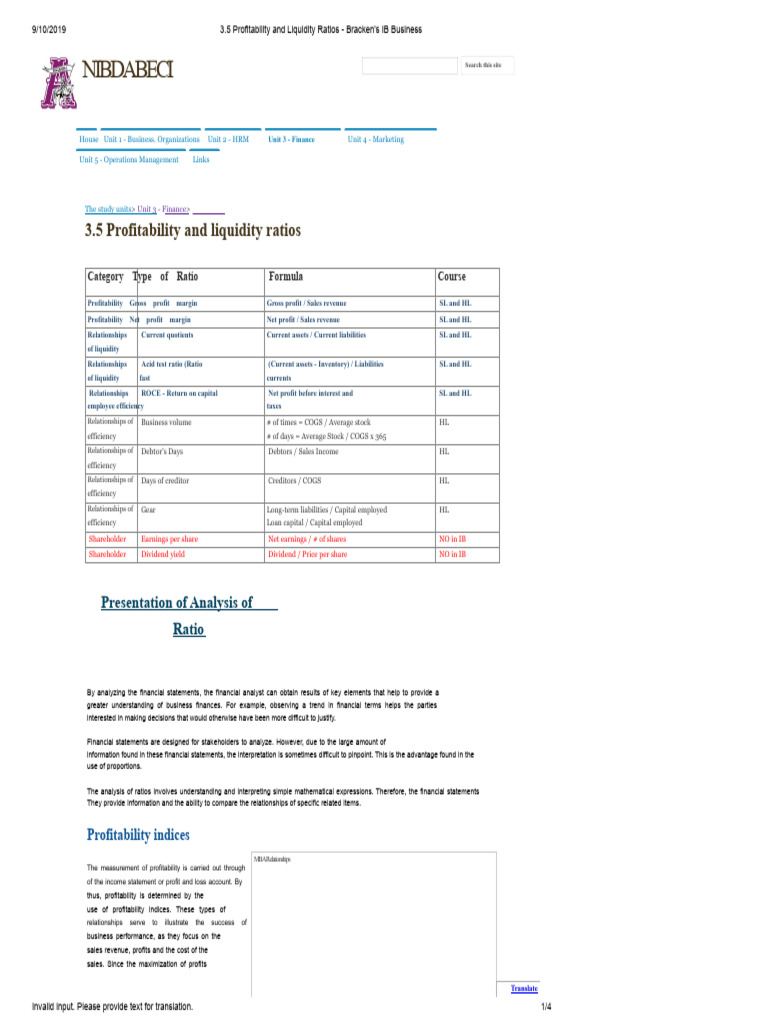 Nibdabeci: 3.5 Profitability and Liquidity Ratios | PDF | Gross Margin ...