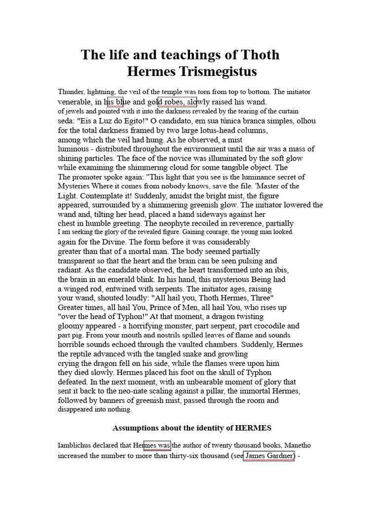 The Life and Teachings of Thoth Hermes Trismegistus | PDF | Hermes ...