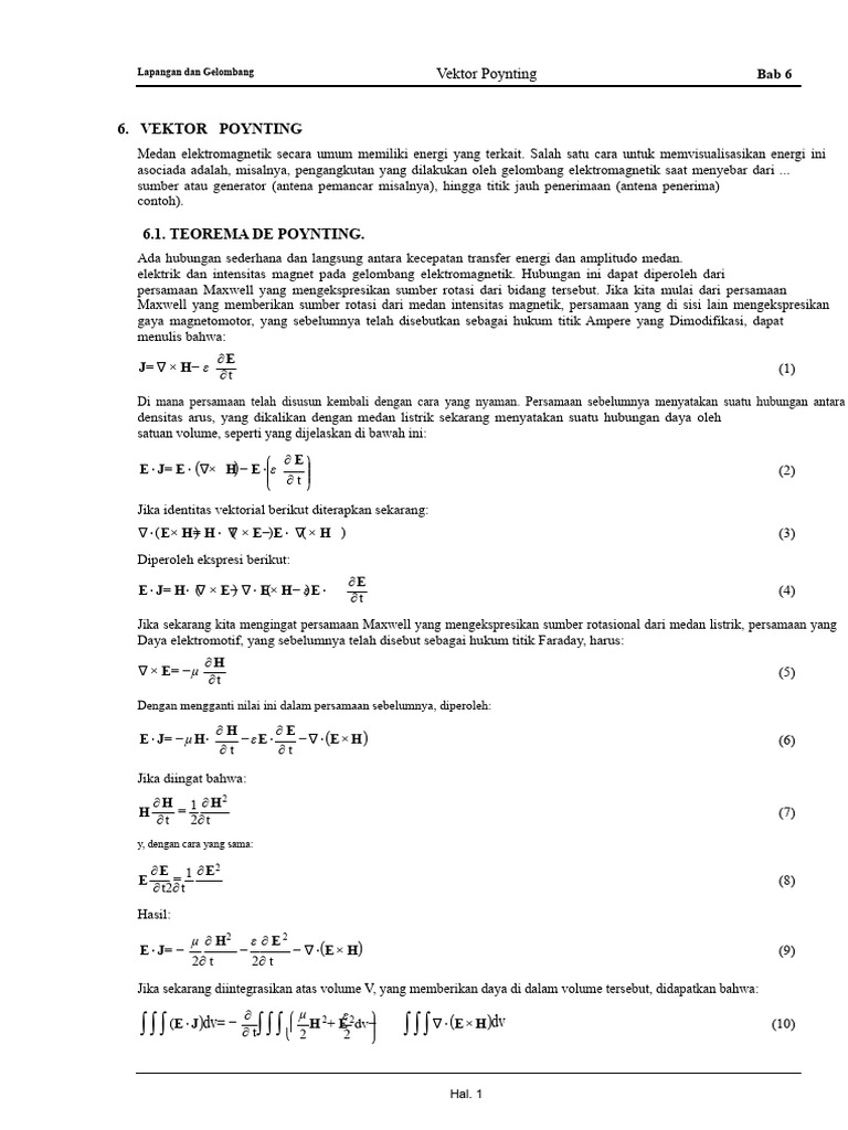 Vektor Poynting - Teorema Poynting | PDF