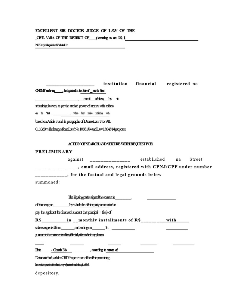 Initial Petition - Model - Action For Search and Seizure | PDF | Public ...