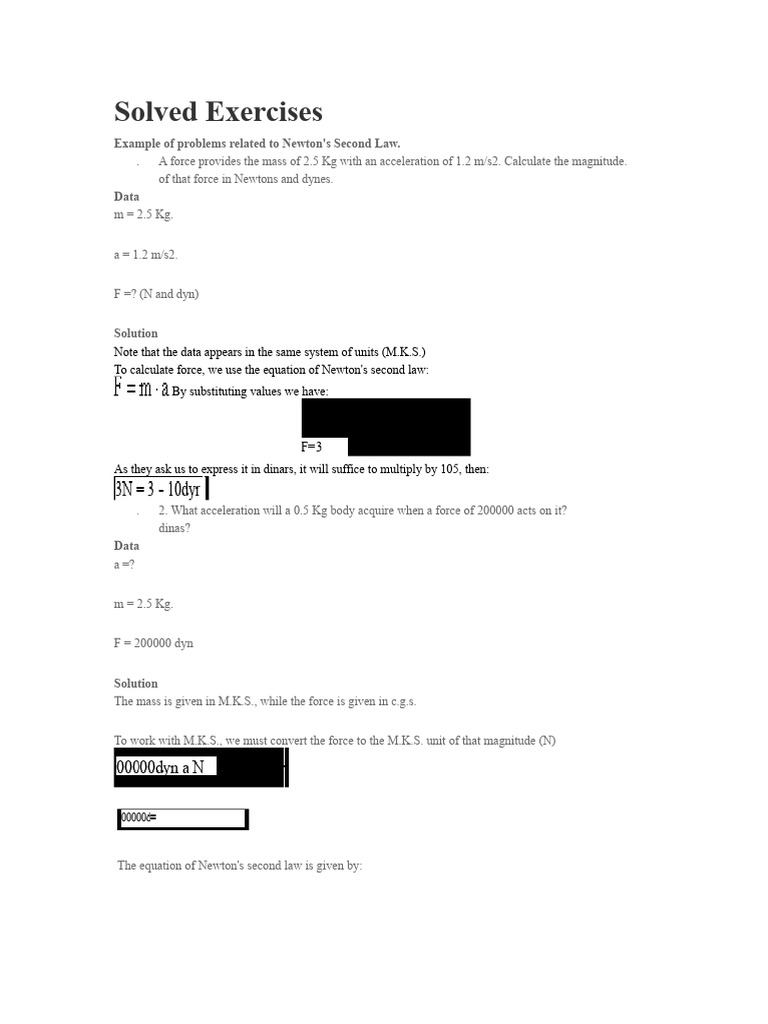 230710318-Solved Exercises of Newton's Laws | PDF | Force | Momentum