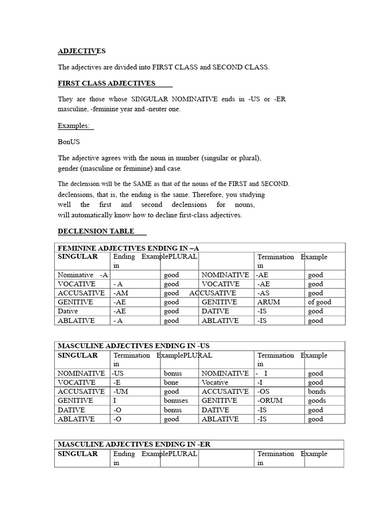 Adjectives and Prepositions (Latin) | PDF | Grammar | Syntax