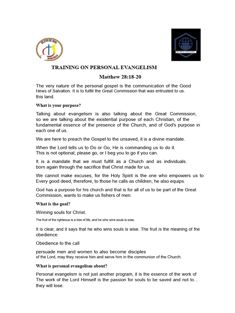 Personal Evangelism Training Guide | PDF | Jesus | Salvation