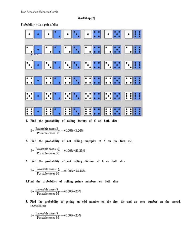 Probability With A Pair of Dice - Probability Using A Roulette | PDF ...
