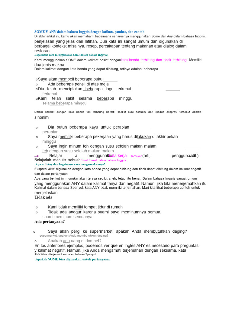 Penggunaan Some dan Any dalam Bahasa Inggris | PDF