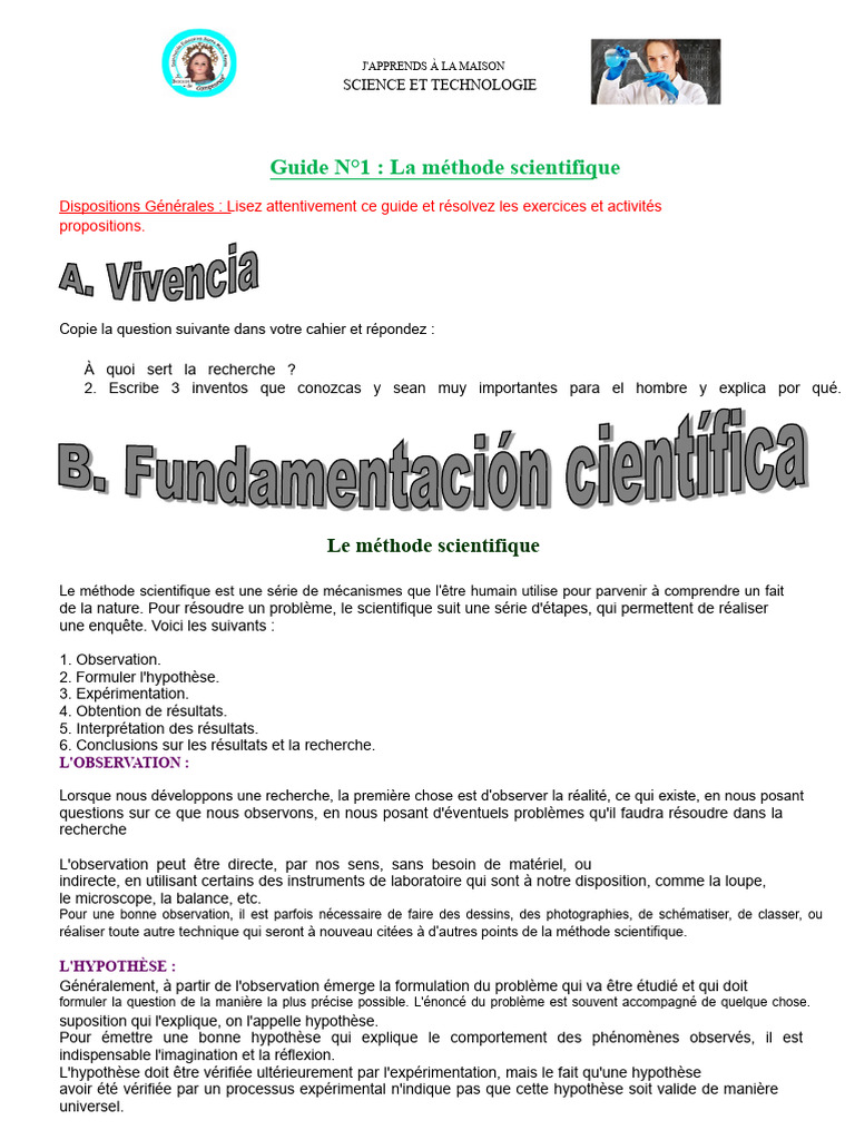 Guide - N - 1 - Le - Méthode - Scientifique 2021 | PDF | Expérience ...