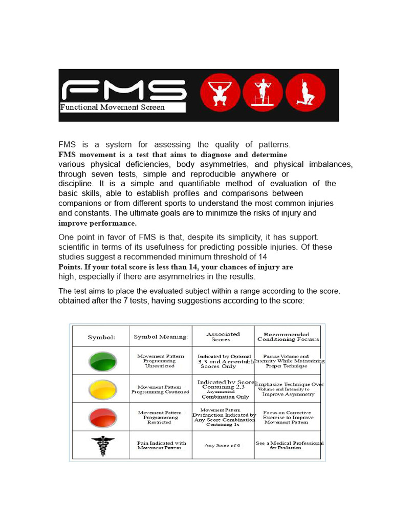Functional Movement Screen (FMS) | PDF