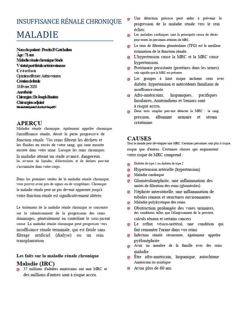 Comprendre la Maladie Rénale Chronique | PDF | Insuffisance rénale ...