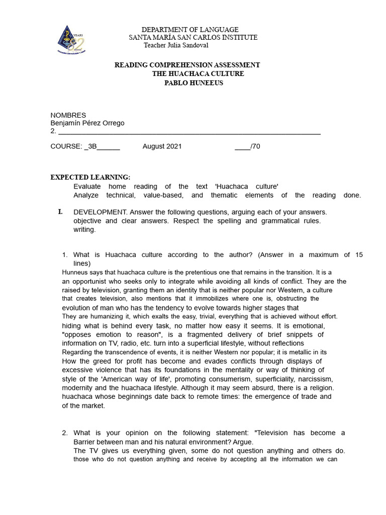 Comp. Lect. The Huachaca Culture | PDF | Behavioural Sciences | Liberal Arts Education