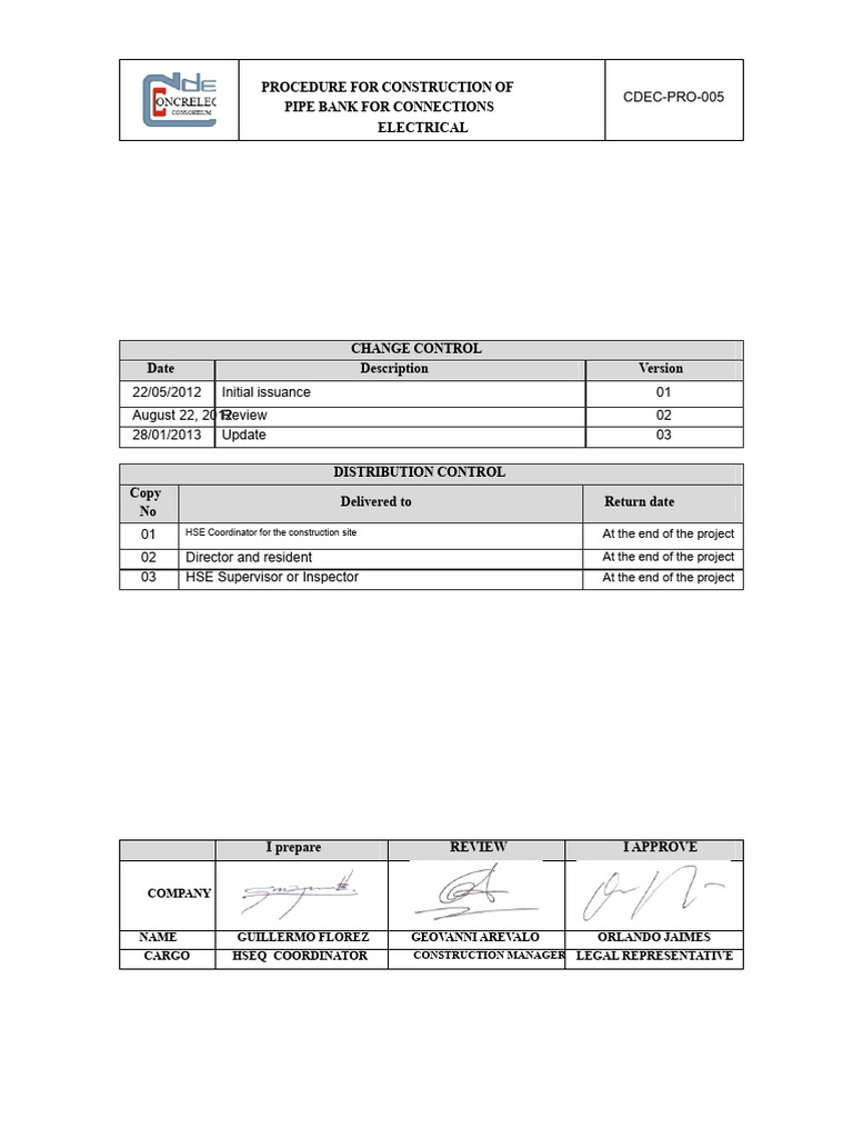 Pipe Bank Construction Procedure Guide | PDF | Electrical Wiring | Screw