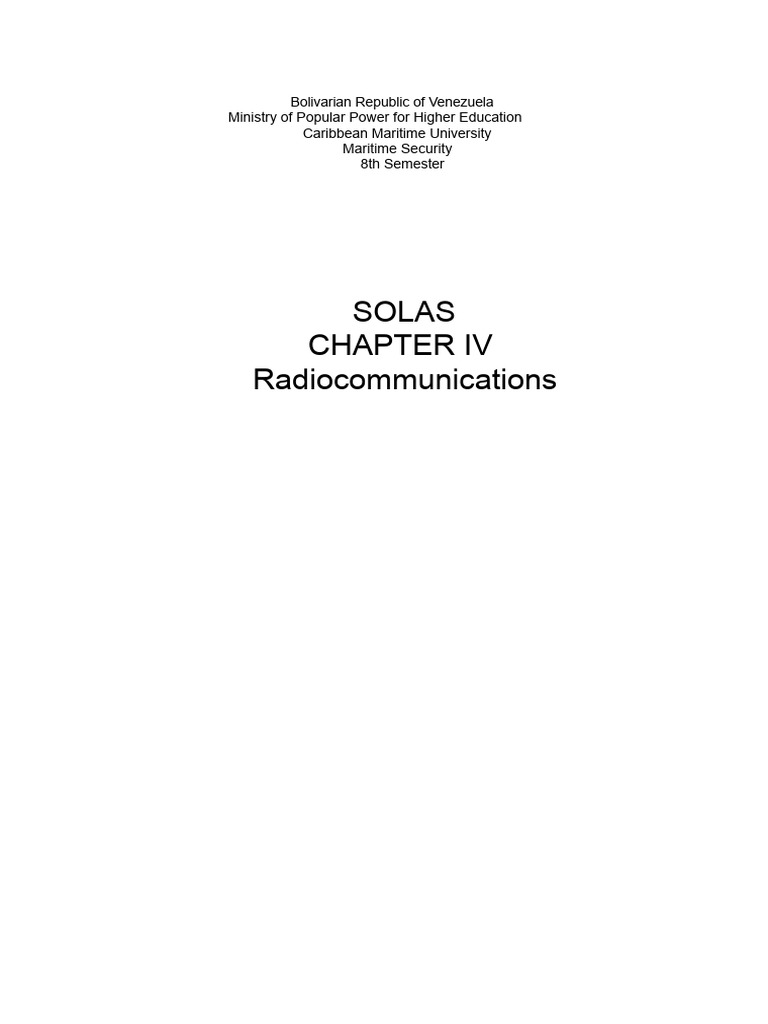 Chapter 4 SOLAS Radiocommunications | PDF | Search And Rescue | Radio