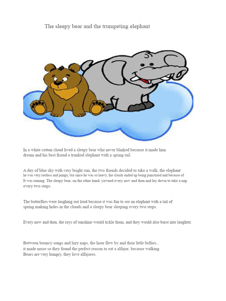 The Sleepy Bear and The Trumpet Elephant | PDF