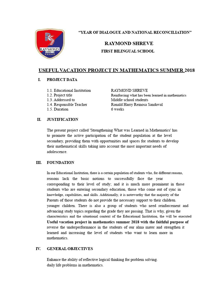 Summer Math Reinforcement Project 2018 | PDF | Trigonometry | Mathematics