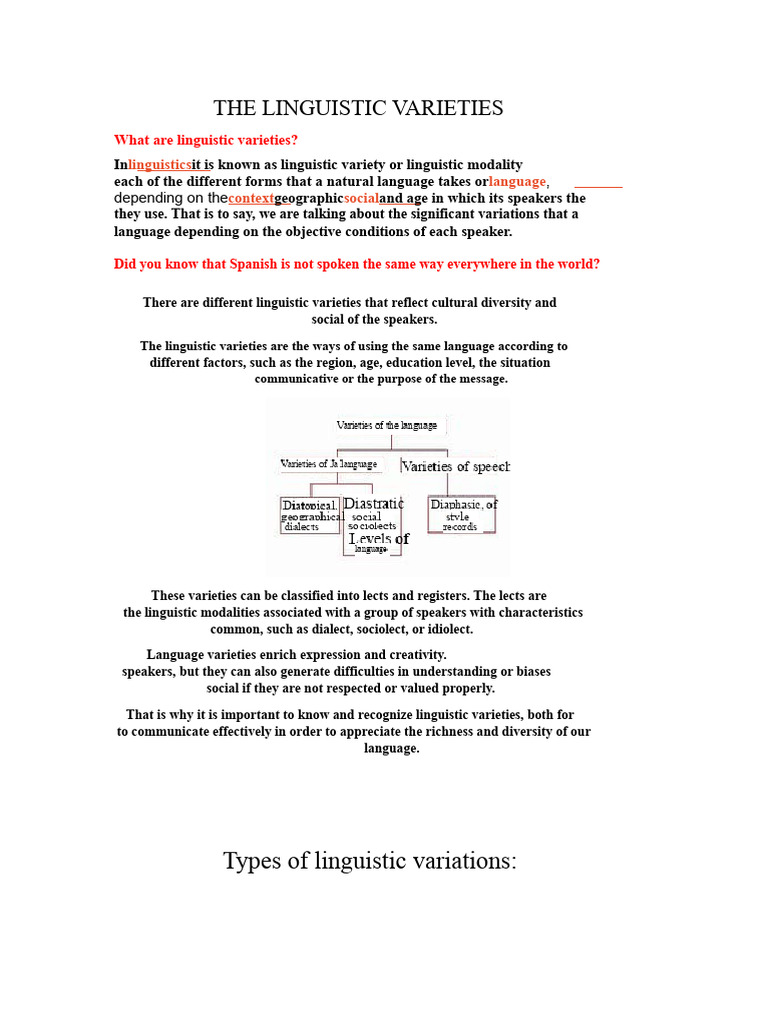 The Linguistic Variations | PDF