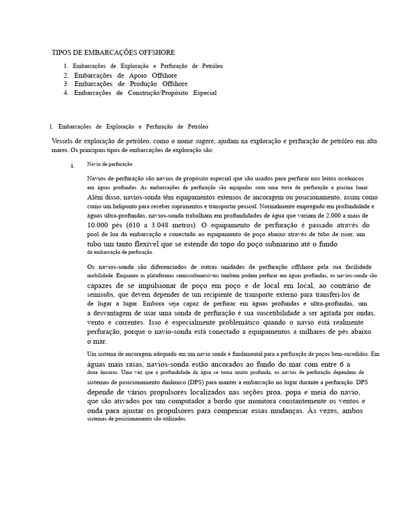 Tipos de Embarcações Offshore | PDF | Mar | Submarinos