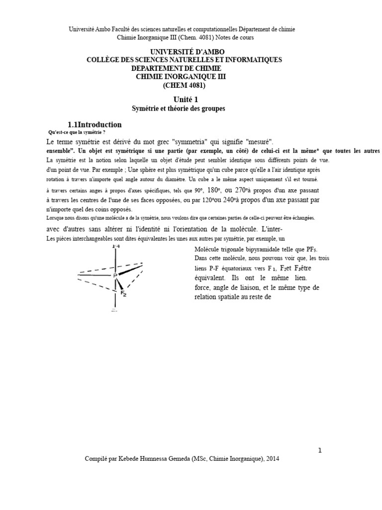Symétrie en Chimie Inorganique III | PDF | Chiralité (chimie ...