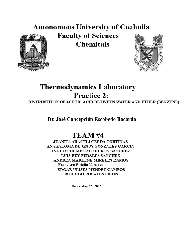 Acetic Acid Distribution in Solvents | PDF | Chemical Equilibrium ...