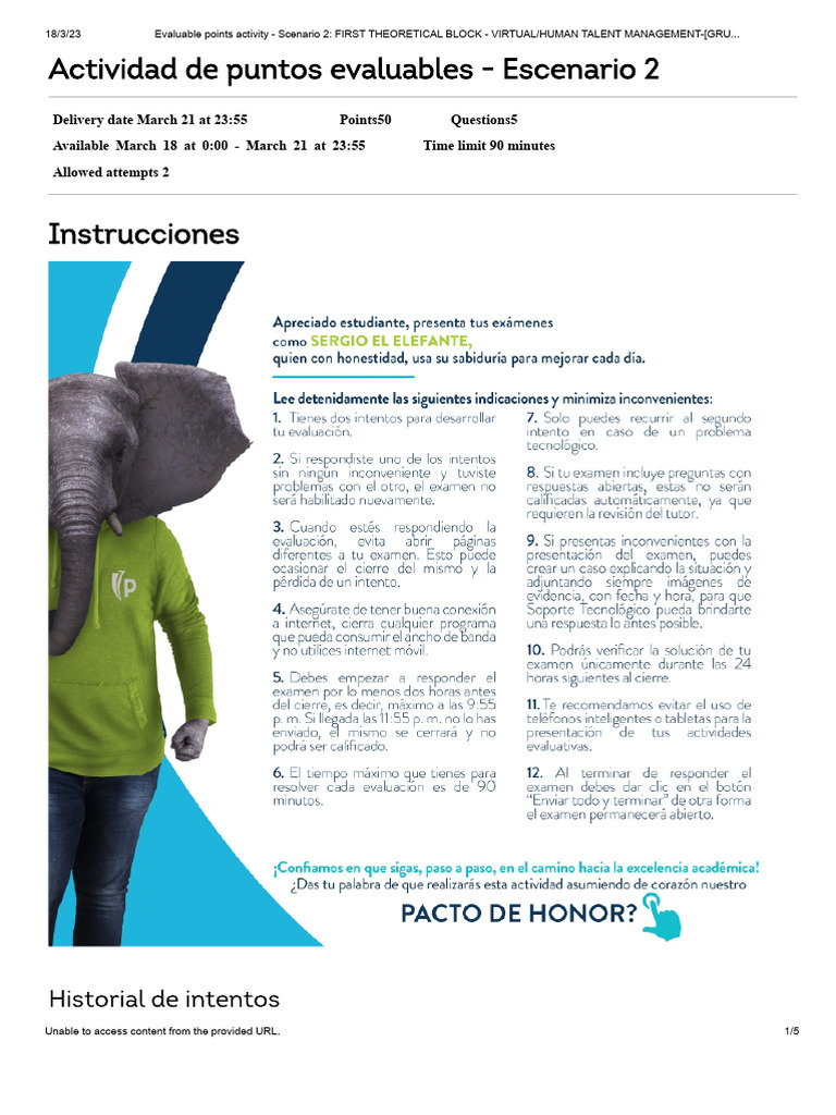 Evaluable Points Activity - Scenario 2 HUMAN TALENT MANAGEMENT 2ND ATTEMPT | PDF | Strategic ...