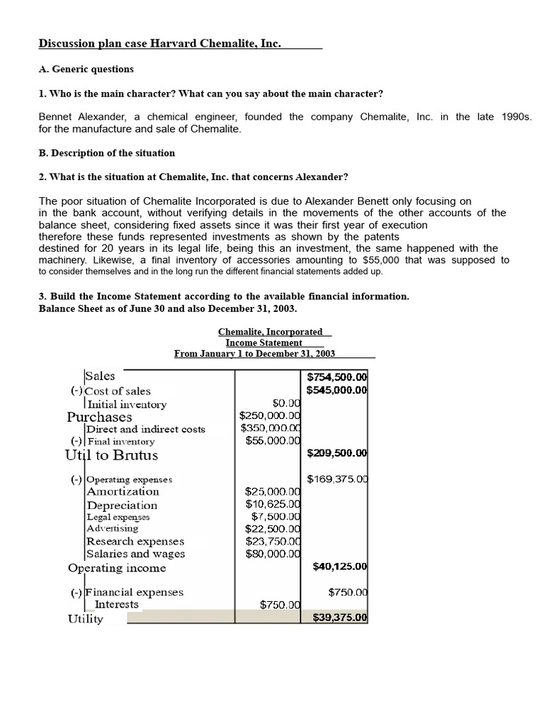 Chemalite Case Plenary Responses | PDF | Expense | Depreciation