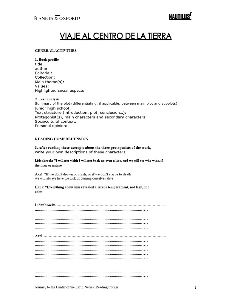 Activities Journey To The Center of The Earth | PDF