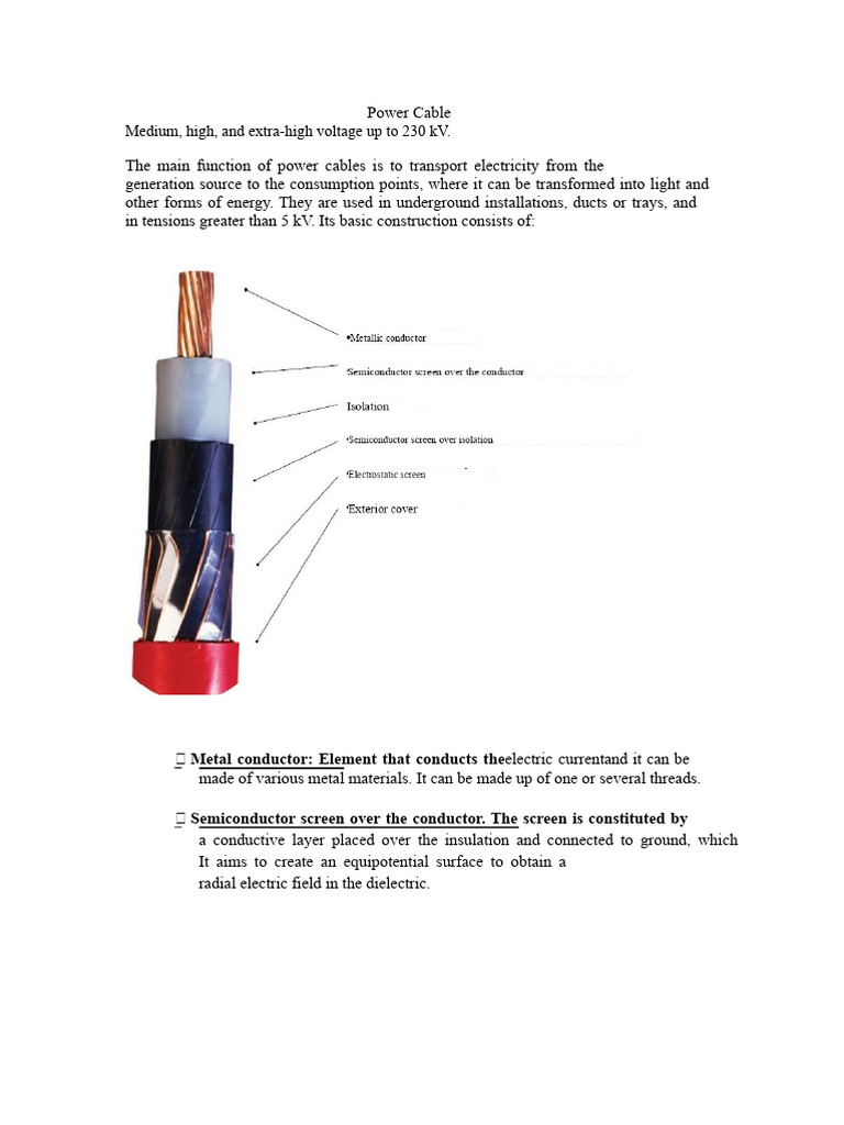 Power Cable Construction and Function | PDF