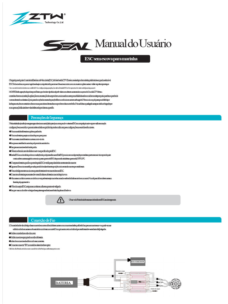 Manual Do Usuário Do ESC ZTW-Seal-Series-boat | PDF | Fonte de energia ...