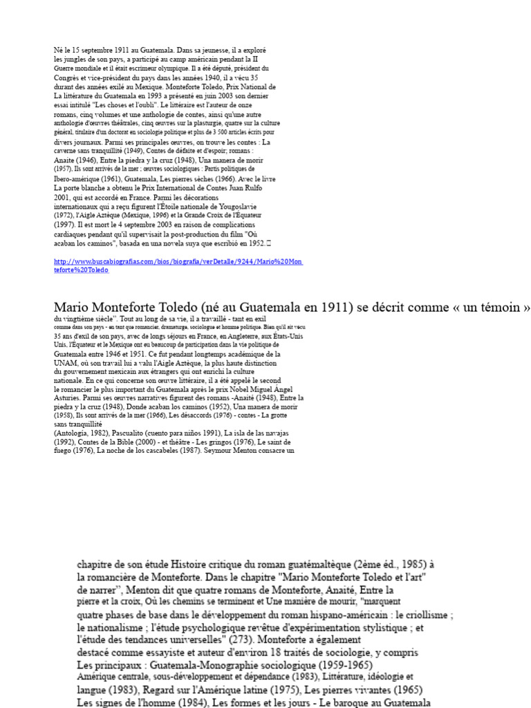 Mario Monteforte Toledo : écrivain guatémaltèque | PDF | Guatemala ...