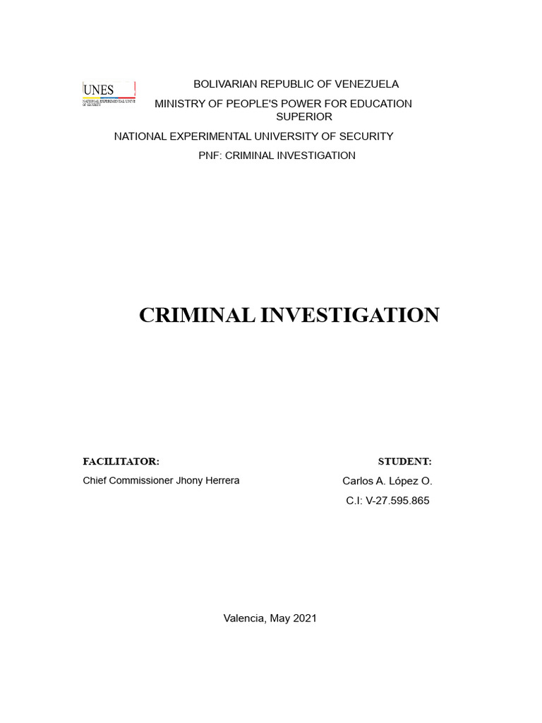 CRIMINAL INVESTIGATION | PDF | Crime & Violence | Crimes
