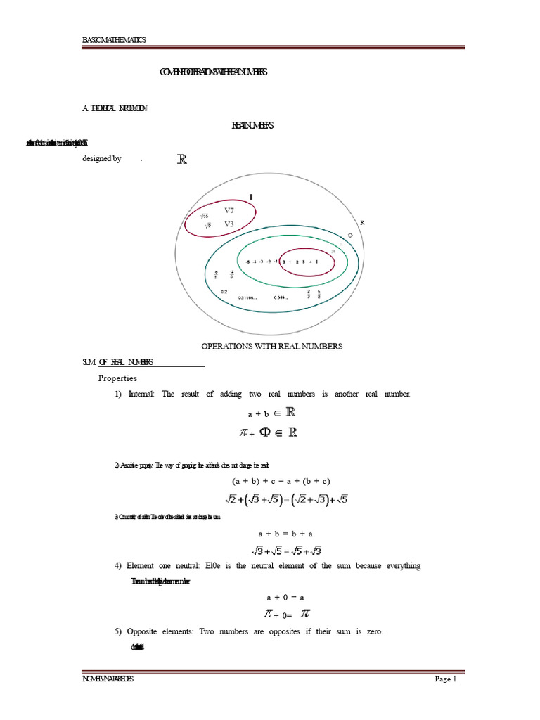 Combined Operations of Real Numbers | PDF | Multiplication | Mathematical Analysis