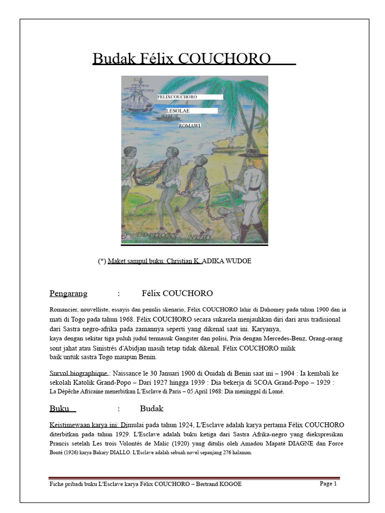 Ringkasan Novel L'Esclave Oleh Félix Couchoro | PDF