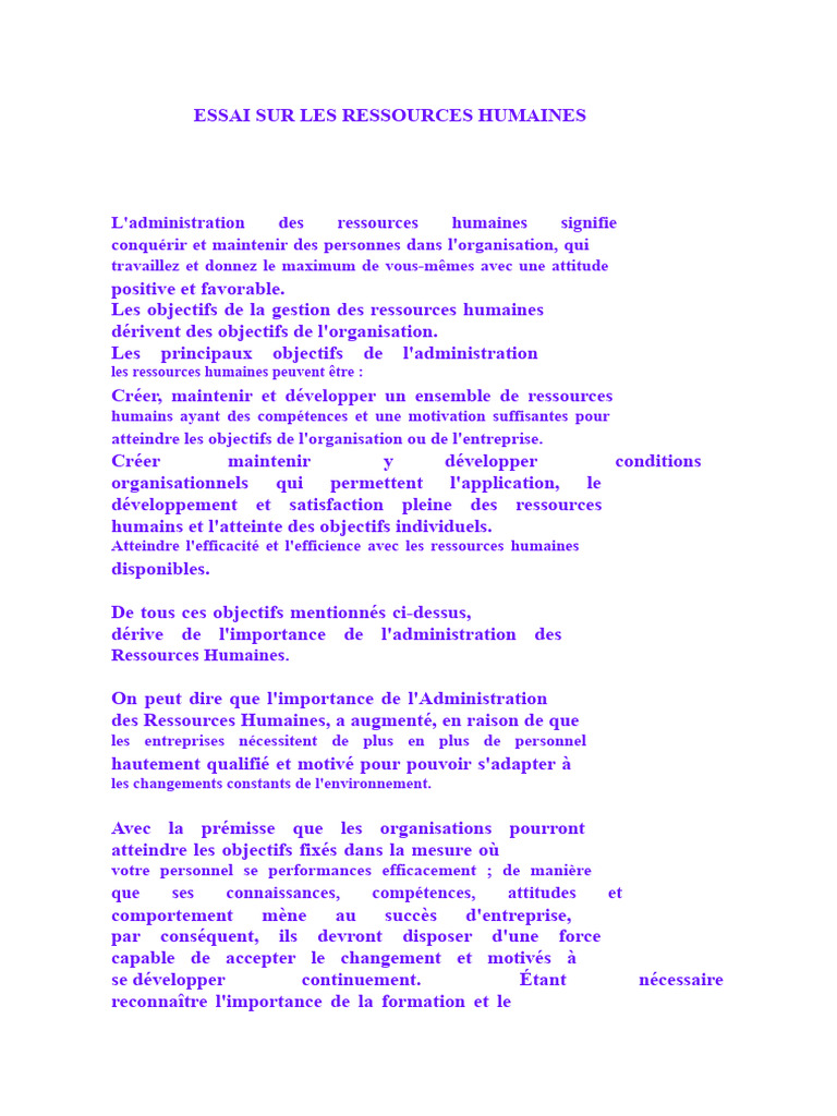 Gestion des Ressources Humaines Efficace | PDF | Gestion des ressources ...