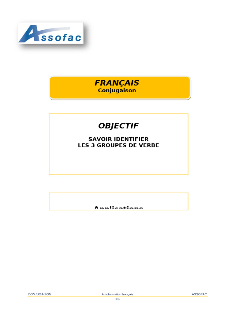 Identifier les groupes de verbes français | PDF | Conjugaison ...