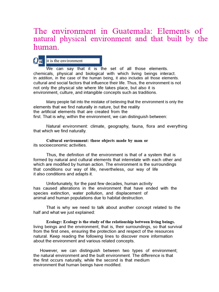 Human-Environment Interaction in Guatemala | PDF | Natural Environment ...