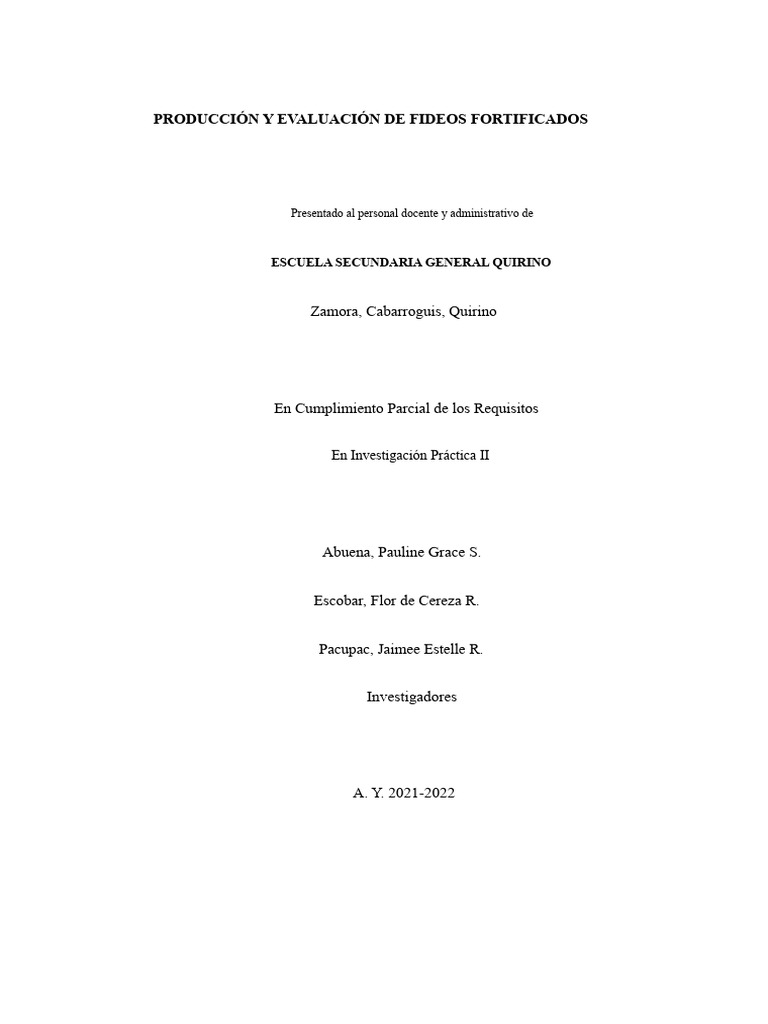 Producción y Evaluación de Fideos de Pasta Fortificados | PDF | Pasta ...