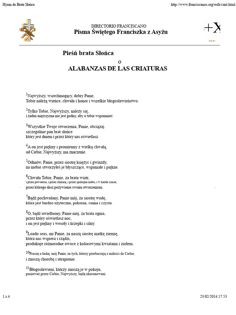 Hymn of Brother Sun and Lord Sun | PDF