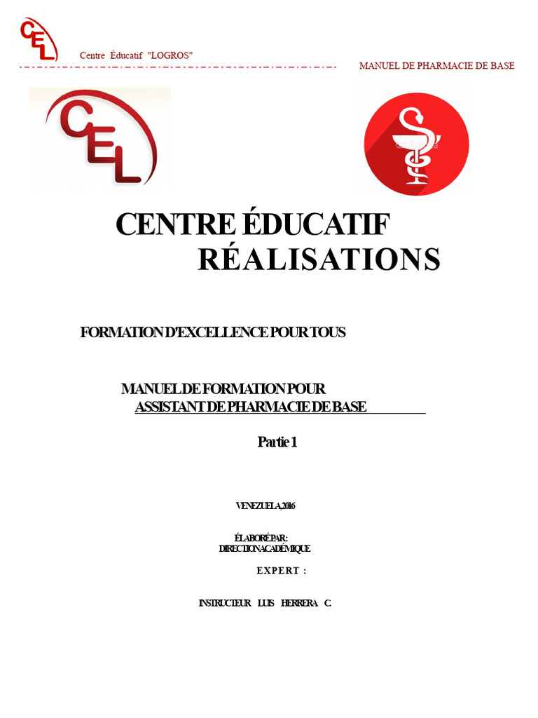 Manuel de formation en pharmacie de base | PDF | Pharmacie | Pharmacien